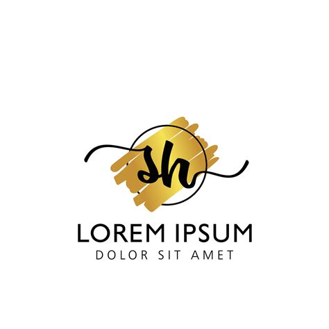 SH Initial Handwriting Gold Brush Template Design 31379532 Vector Art