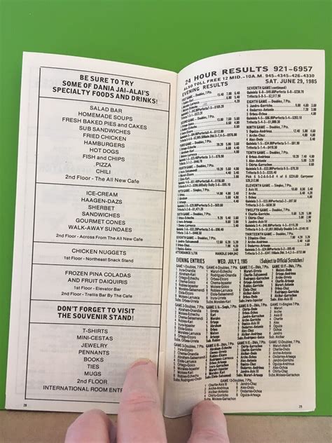 Jai Alai Program 1985 Dania Jai Alai Fronton No Writing Very Nice One 4592548051