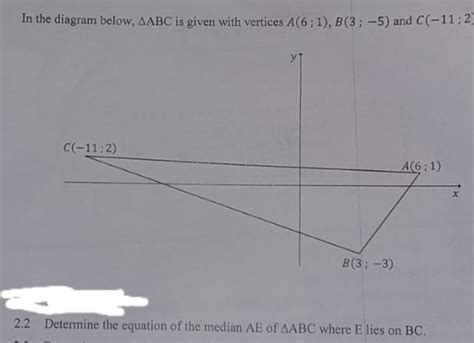 solved in the diagram below delta abc is given with vertices a 6 1 b