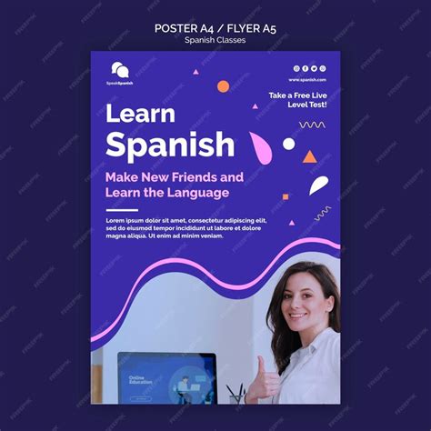 스페인어 코스 전단지 템플릿 무료 Psd 파일