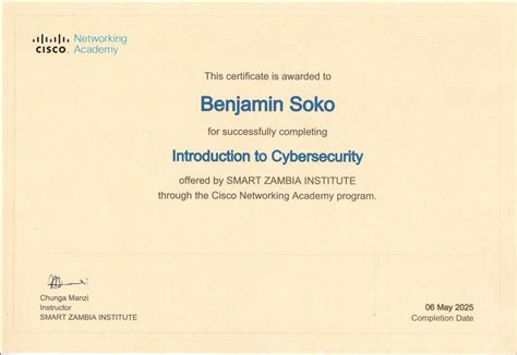 Cybersecurity Cisco Cisconetworkingacademy Itsecurity Zambia Benjamin Soko