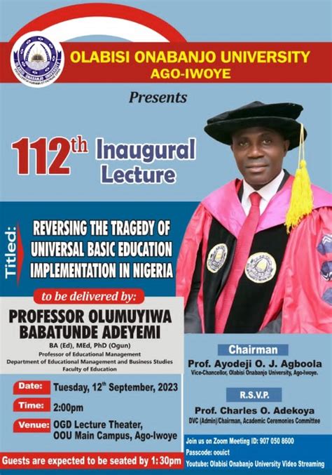 Professor Adeyemi Delivers 112th Oou Inaugural Lecture