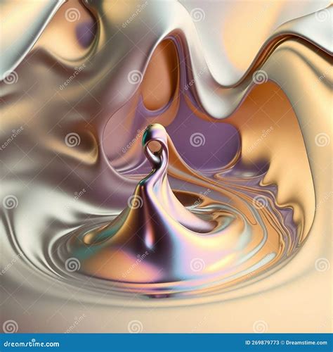 Generative Ai Illustration Of Calming Flowing Liquid Metal Abstract