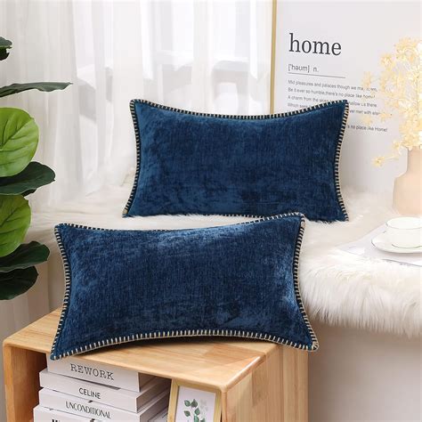 Holzlrgus Chenille Soft Throw Pillow Covers 12x20 Set Of 2 Lumbar