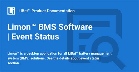 Limon BMS Software Event Status LiBat Product Documentation