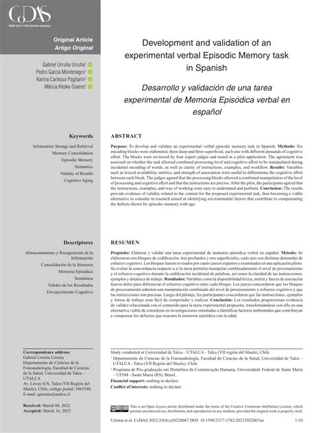 Pdf Development And Validation Of An Experimental Verbal Episodic