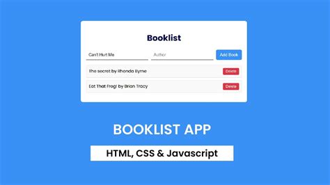 Booklist App Html Css And Javascript Youtube