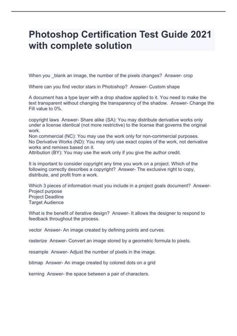 Photoshop Certification Test Guide 2024 With Complete Solution Rn Nursing Stuvia Us