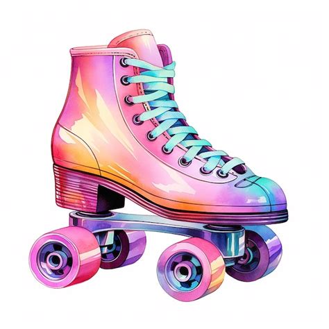 Premium Photo Watercolor Clipart Of Retro Roller Skate