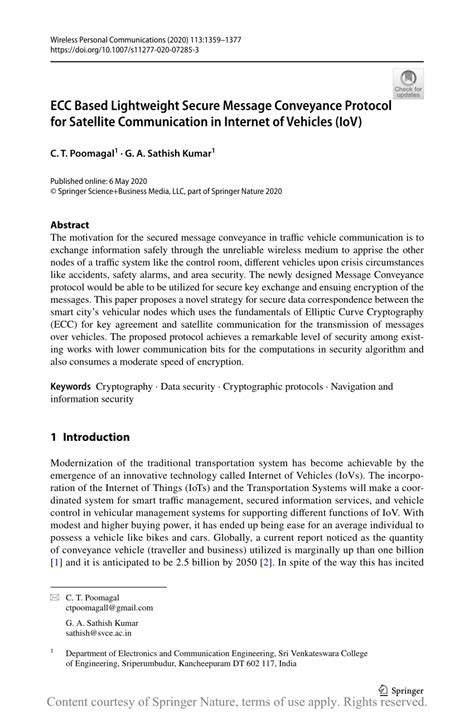 Ecc Based Lightweight Secure Message Conveyance Protocol For Satellite