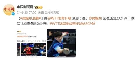 樊振东因伤退出2024年wtt球星挑战赛多哈站比赛腾讯新闻