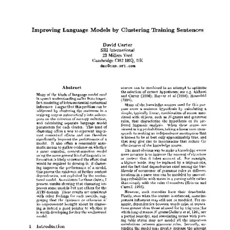 Improving Language Models By Clustering Training Sentences Acl Anthology