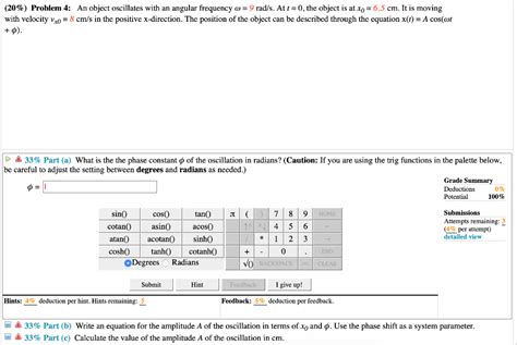 Solved 20 Problem 4 An Object Oscillates With An Angular