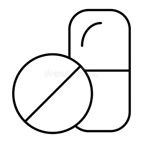 Pills Thin Line Icon Capsule Symbol Vector Illustration Isolated On