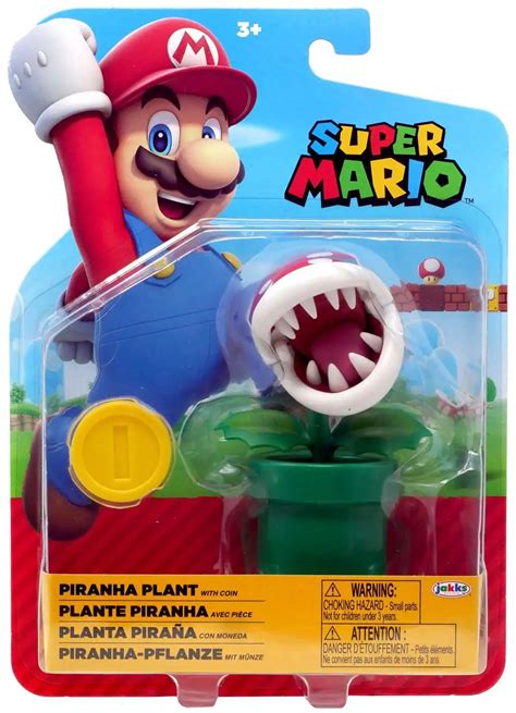 World Of Nintendo Super Mario Piranha Plant 4 Action Figure With Coin