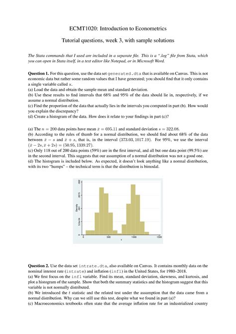 Week 3 Tutorial Solutions Ecmt1020 Introduction To Econometrics