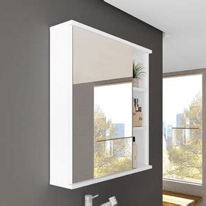 Armário Aéreo Banheiro 1 Porta Espelho Branco Lilies Móveis Leroy