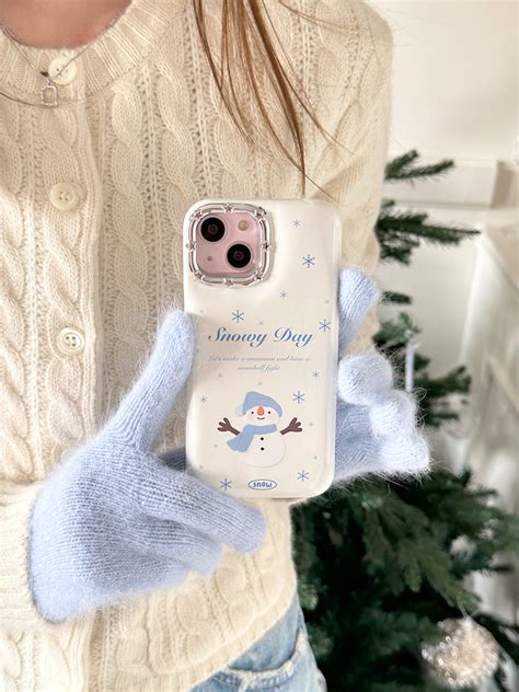 화이트 눈사람 폭신폭신 겨울 아이폰케이스 우정템 에이블리