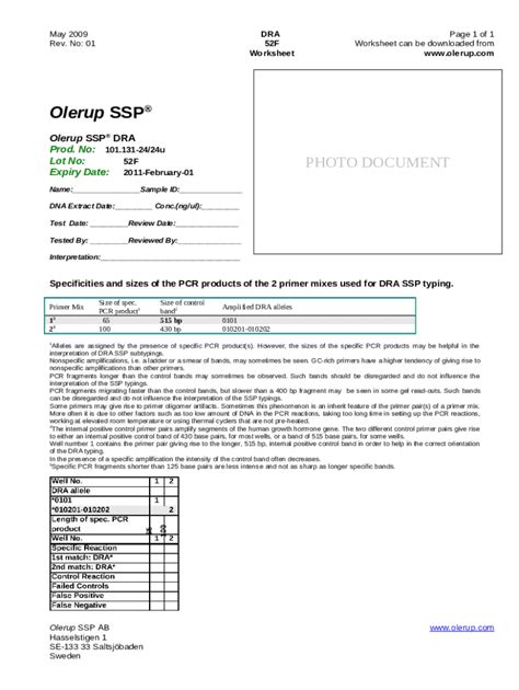 HLA Typing Using Olerup SSP Kits And The QIAxcel Doc Template