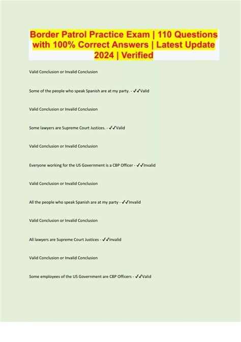 Border Patrol Practice Exam 110 Questions With 100 Correct Answers
