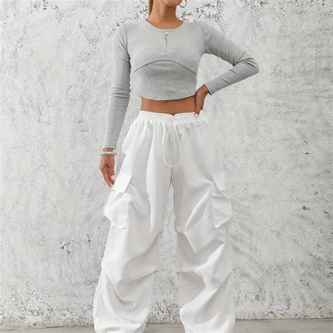 Y2k Loose Drawstring Cargo Pants Casual Pocket High Waist Temu