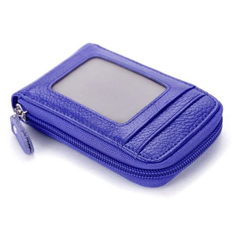 Buy Premium Leather Slim Zipper Business Credit Card Case Holder With Clear Photo Slot By BAKUN