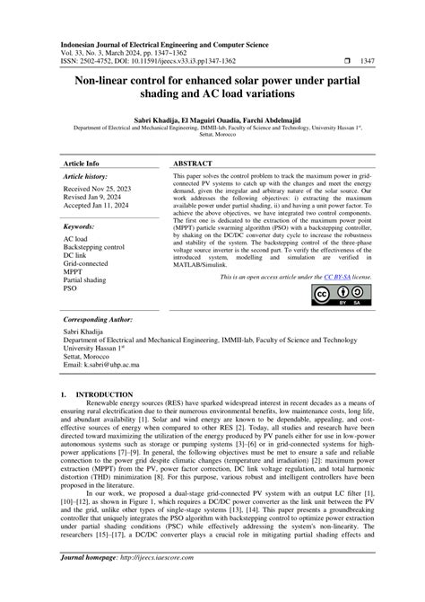 Pdf Non Linear Control For Enhanced Solar Power Under Partial Shading