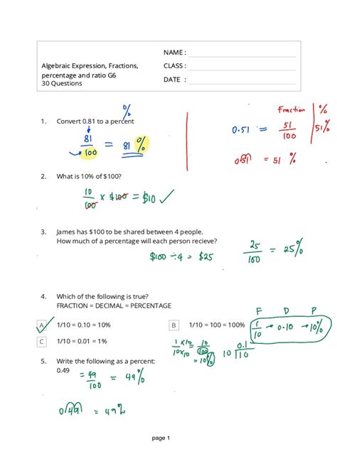 grade 6 math review unit 1 4 june 14 pdf odds ratio