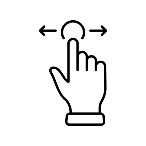 Swipe Gesture Of Computer Mouse Pointer Finger Black Line Icon Cursor