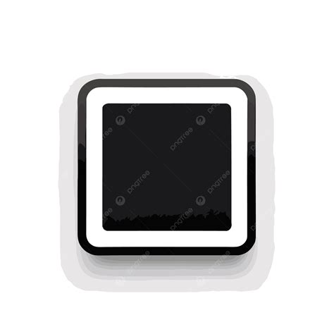 흰색 배경의 검은색 사각형 버튼 벡터 흰색 배경에 있는 단순한 검은색 조건 아이콘 그림자 없음 작은 프레임 중앙 Png 일러스트 및 벡터 에 대한 무료 다운로드