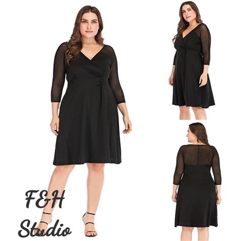 Xl 5xl Women Big Size Dress Mesh See Through Long Sleeves Glam Look