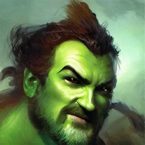 Well Groomed Green Skinned Bard Goatee Bald Stable Diffusion