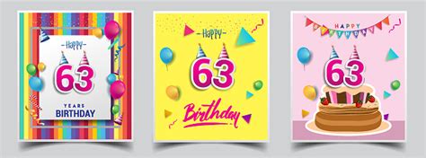 벡터 집합의 생일 초대장 인사말 카드 디자인 색종이와 풍선 생일 케이크 생일 축 하 파티에 대 한 다채로운 벡터 템플릿 요소 공휴일에 대한 스톡 벡터 아트 및 기타 이미지