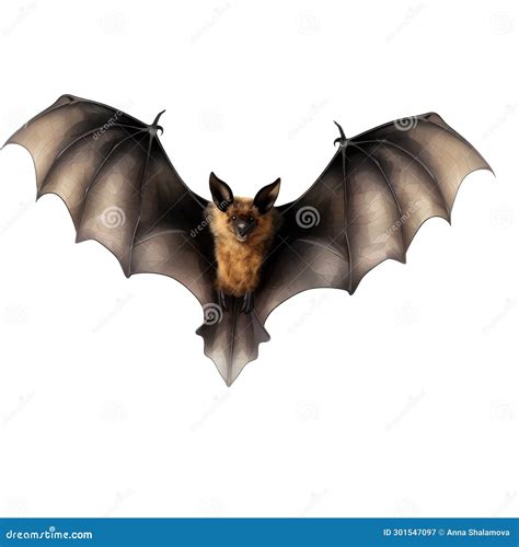 Realistic Illustration Of A Flying Bat With Outstretched Wings