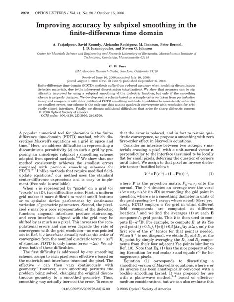 Pdf Improving Accuracy By Subpixel Smoothing In The Finite Difference Time Domain