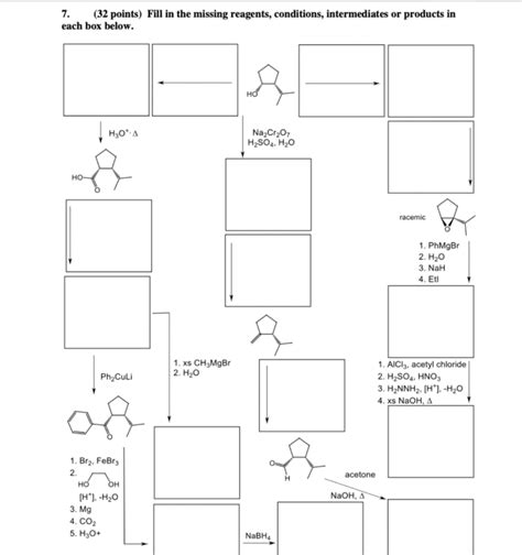 Solved Points Fill In The Missing Reagents Chegg