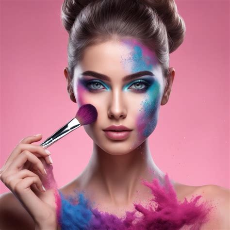 Premium Ai Image Fashion Model Girl Portrait With Colorful Powder
