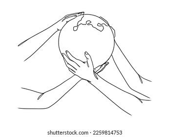 Continuous One Line Drawing Hands Holding Stock Vector Royalty Free