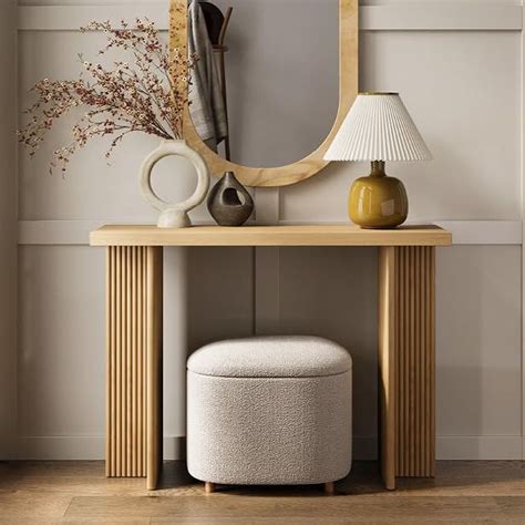 Fluted Console Table Small Entry Table For Narrow Spaces Living