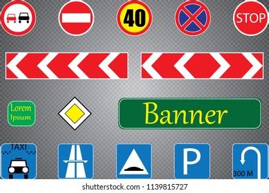 Realistic Set Road Signs Isolated On Stock Vector Royalty Free
