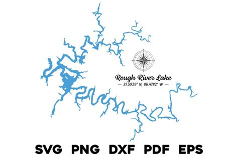 Rough River Lake Kentucky Map With Compass GPS Coordinates