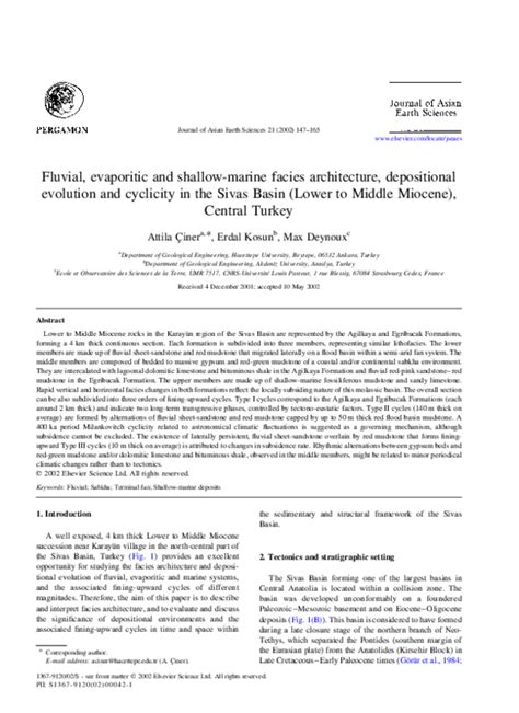 Pdf Fluvial Evaporitic And Shallow Marine Facies Architecture