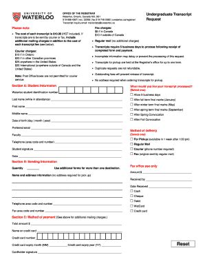 Fillable Online Undergraduate Transcript Request Form Pdf Fax Email Print PdfFiller