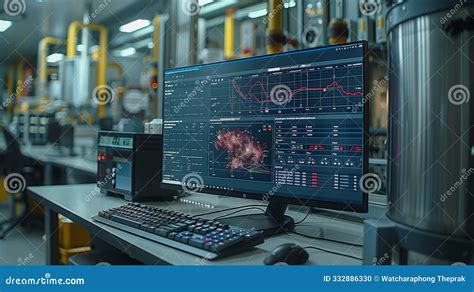 advanced data analysis setup in modern industrial control room stock
