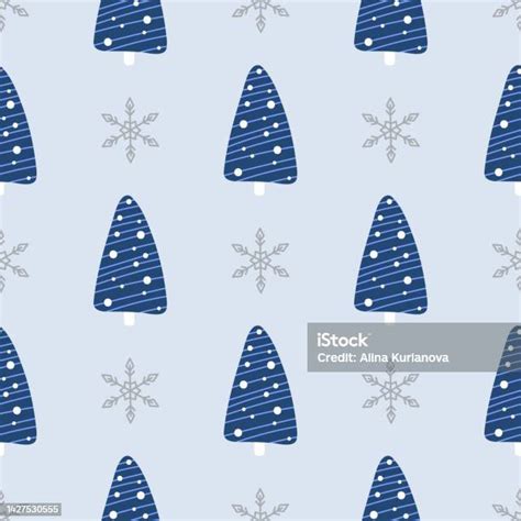 크리스마스 트리와 눈송이 매끄러운 패턴 새해 벡터 일러스트 레이 션 12월에 대한 스톡 벡터 아트 및 기타 이미지 12월 겨울 계절 Istock