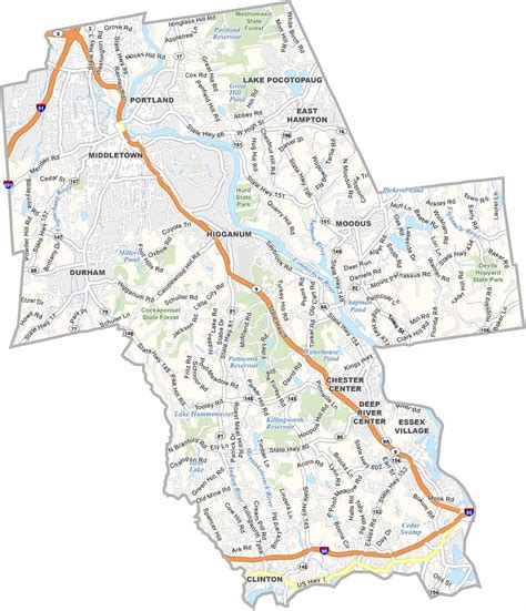 Middlesex County Map Connecticut Us County Maps