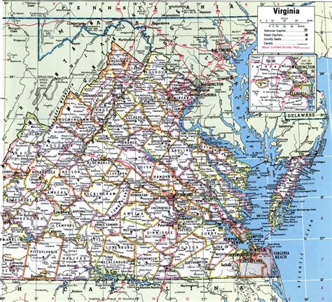 Virginia Map Showing Counties