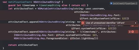 Ios Nsattributedstring Throwing An Error Use Of Unresolved