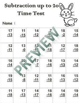 Timed Tests Addition And Subtraction Worksheets Quick Math By B To Z Studio