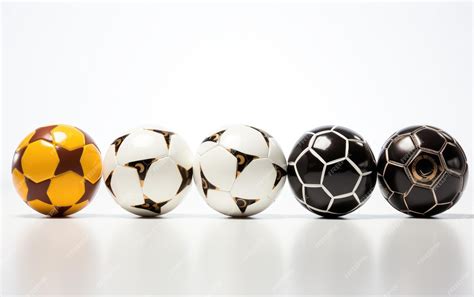 Premium Photo Five Footballs Different Colors Designs Collection On A